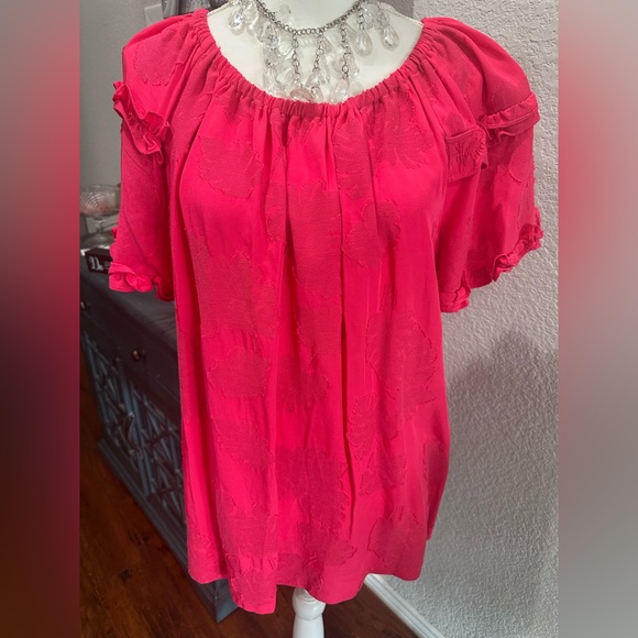 Investments | Tops | Nwt Pink Heidi Cottage Retro Resort Vibes Ruffle ...